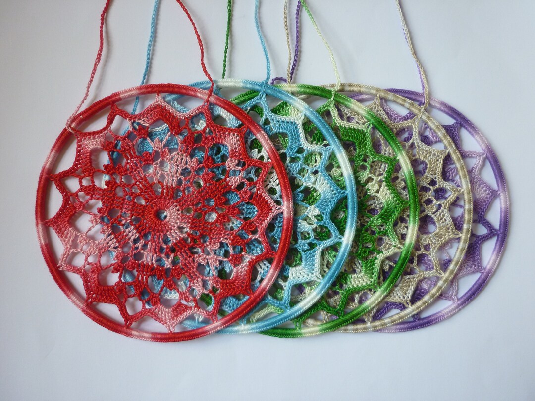 Fensterbild 15cm Fensterschmuck gehäkelt Baumwolle meliert bunt ...