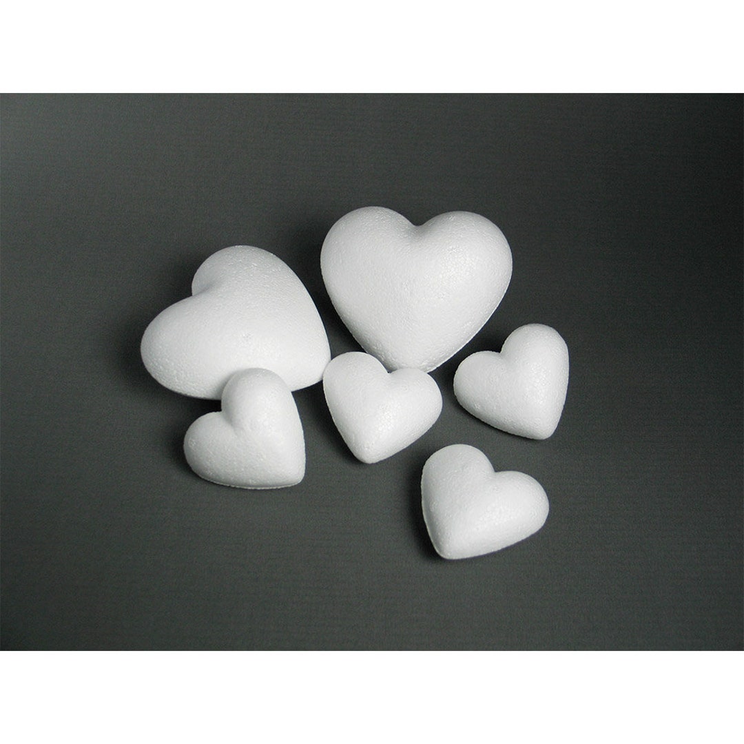 Styrofoam Hearts 15 Cm Heart Craft Styrofoam White Valentine's Day ...