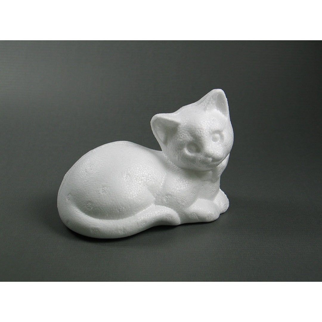 Styrofoam Cat Lying Down 12.5 X 10 Cm White Craft Paint Sequins Stick ...