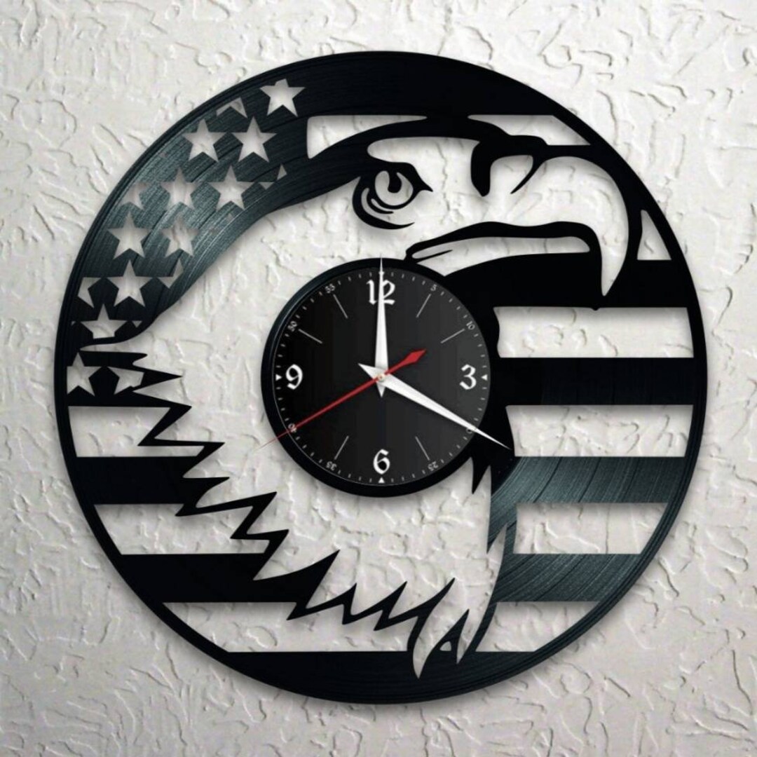 USA EAGLE Record Clock Vinyl Retro Wall Clockindividual, Gift, Living ...