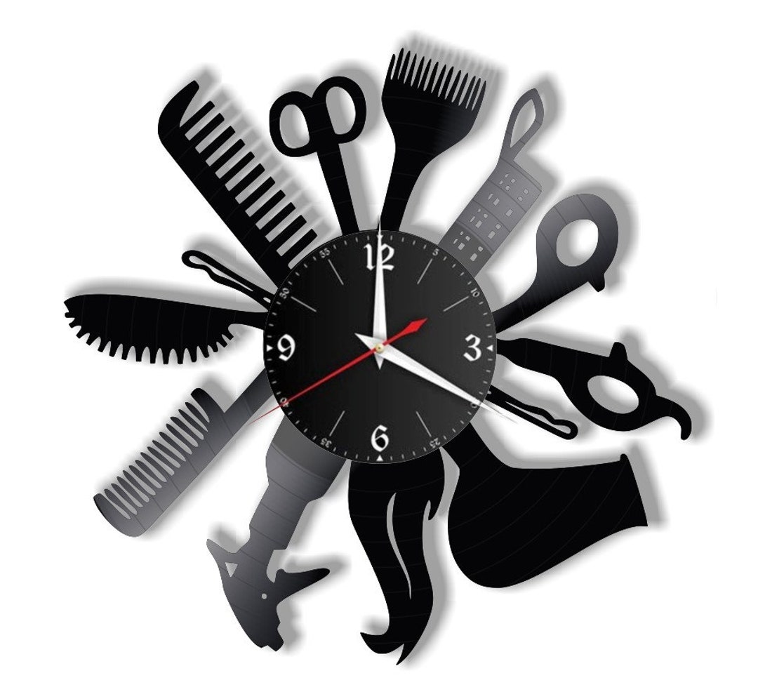 Made in Franken- Hairdresser Record Clock Vinyl Retro Wall ...
