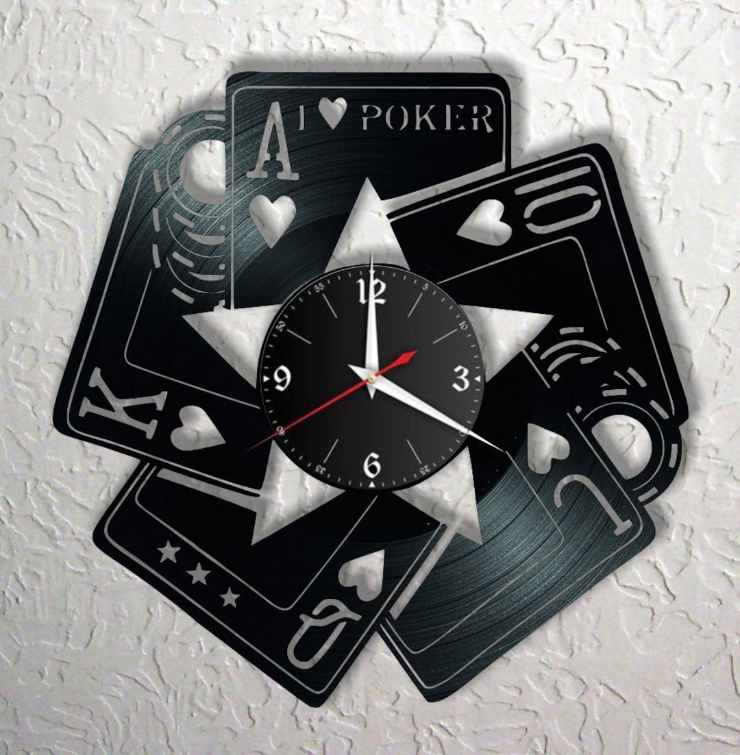 Poker Record Clock Vinyl Retro Wall Clock With Desired Nameindividual ...