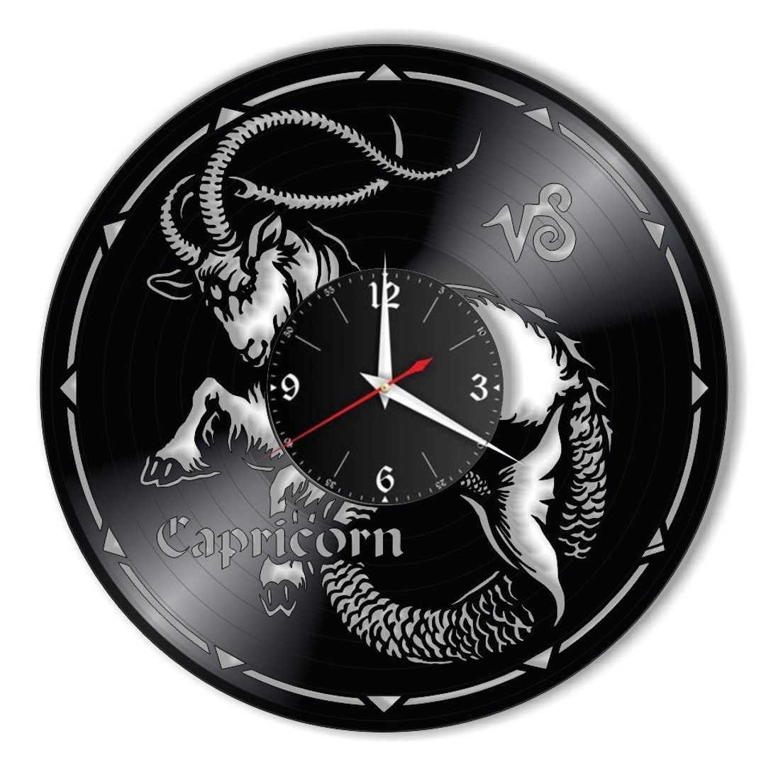 Zodiac Sign Capricorn Record Clock Vinyl Retro Wall Clock Individual ...