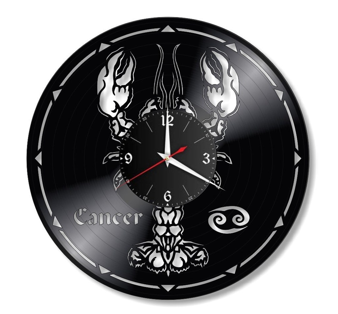 Zodiac Sign Cancer Record Clock Vinyl Retro Wall Clockindividual, Gift ...