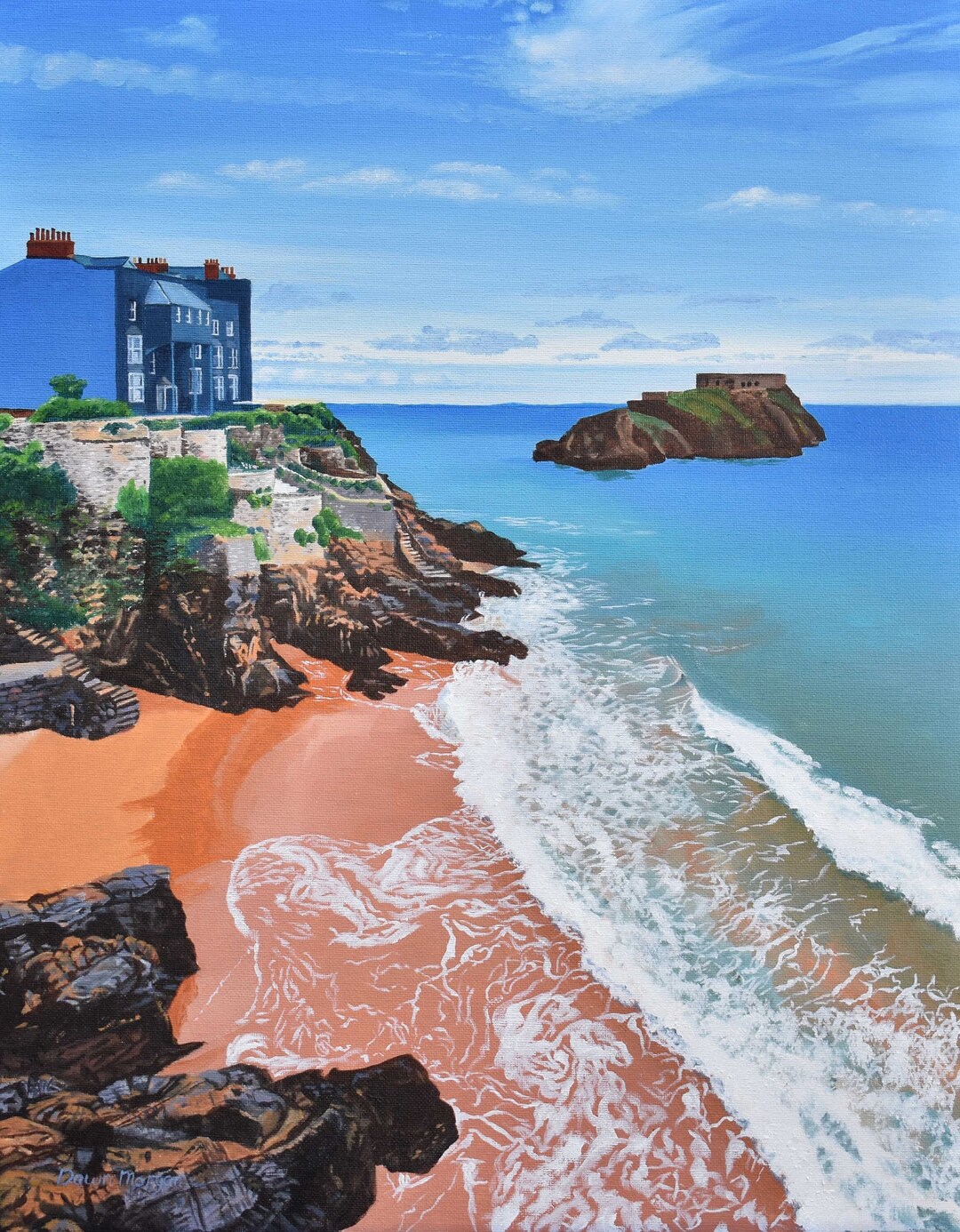 Pembrokeshire Oil Painting Tenby Castle Beach - Etsy