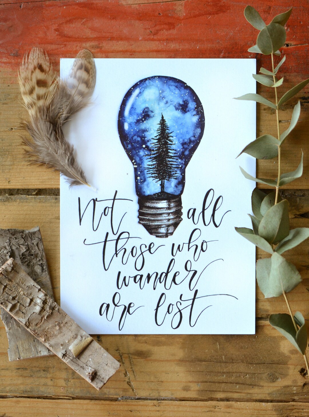 Light Bulb A6 Postcard Lettering Gift Deco - Etsy