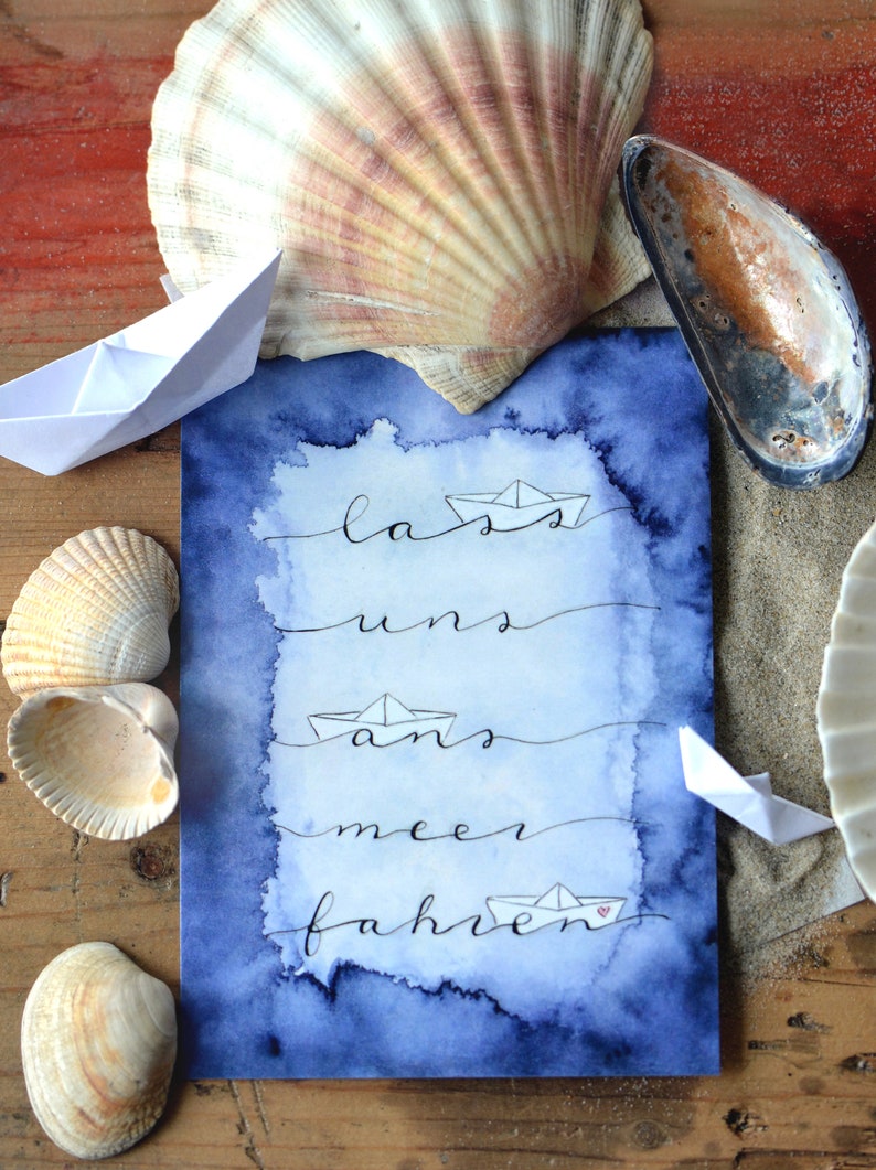 Meer Schiff maritm Postkarte Lettering Geschenk - Etsy.de