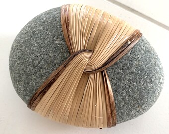 Large Cane Wrapped Rock/zen Rock/wrapped Stone/japanese Basketry Style ...