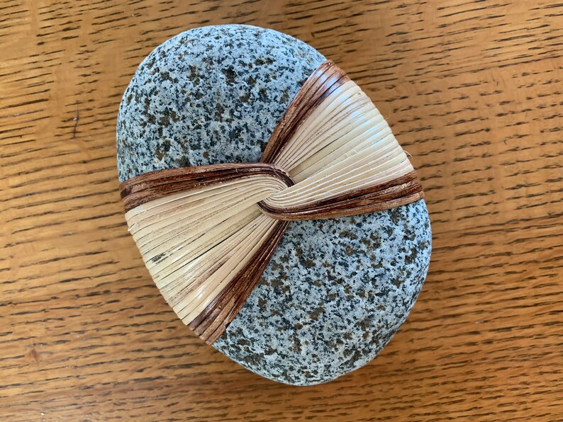 Large Cane Wrapped Rock/zen Rock/wrapped Stone/japanese Basketry Style ...