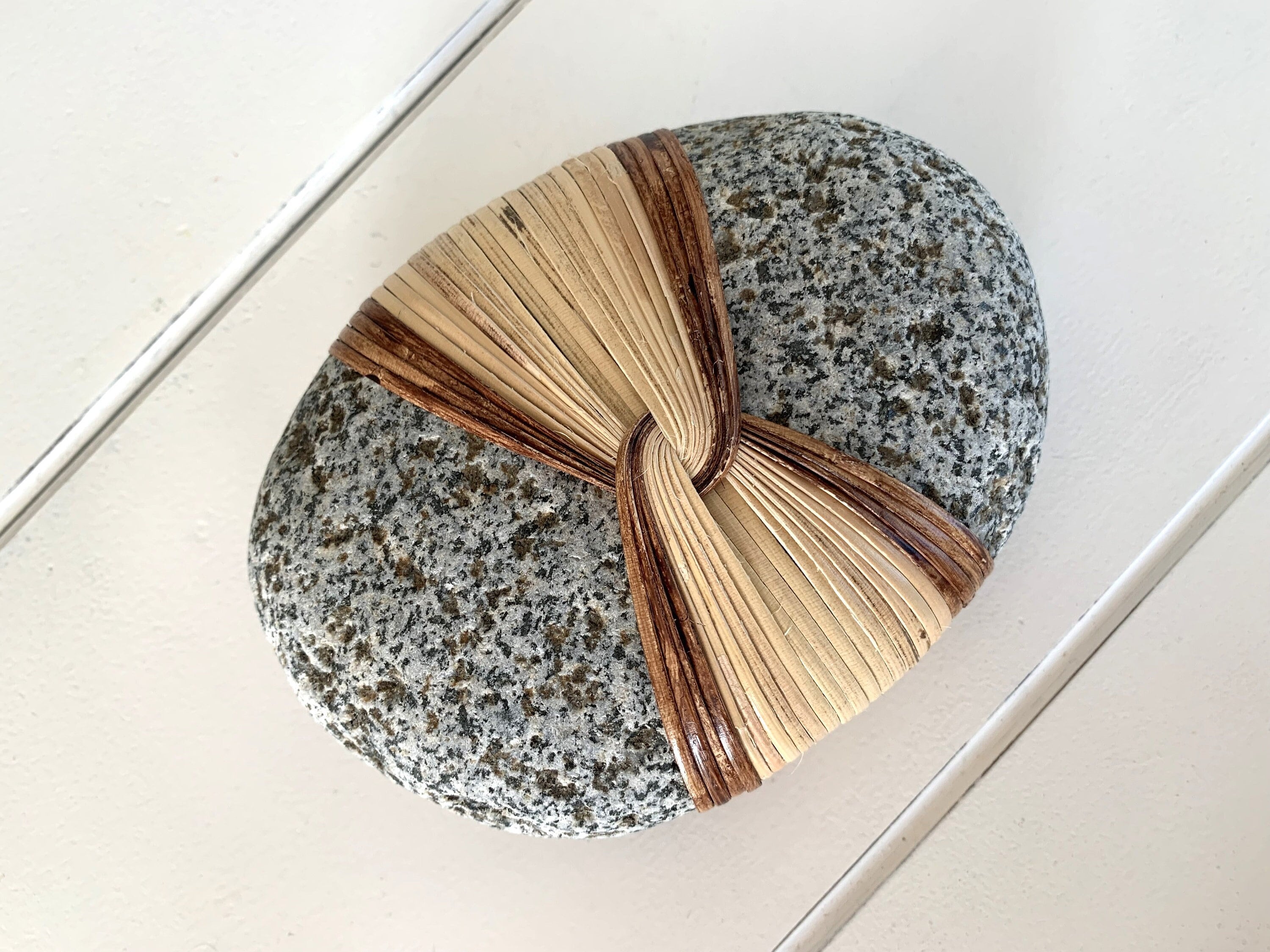 Large Cane Wrapped Rock/zen Rock/wrapped Stone/japanese Basketry Style ...