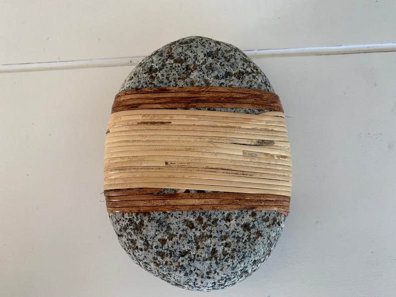Large Cane Wrapped Rock/zen Rock/wrapped Stone/japanese Basketry Style ...