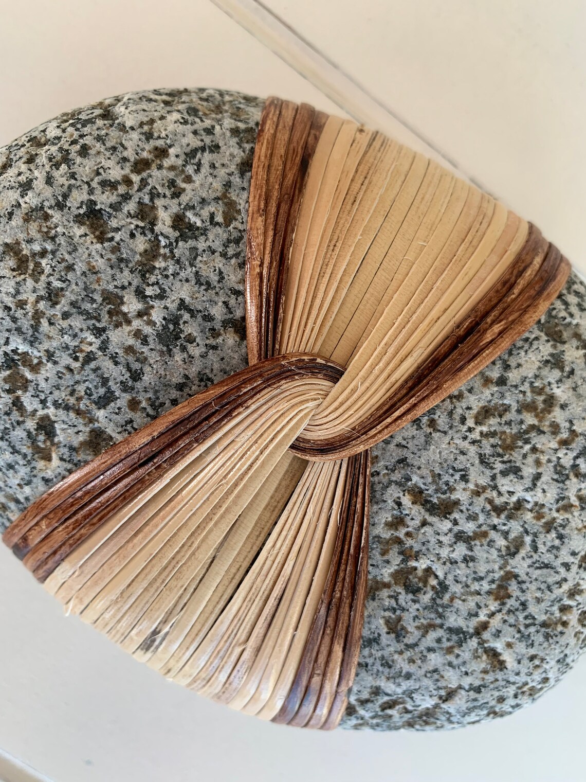 Large Cane Wrapped Rock/zen Rock/wrapped Stone/japanese Basketry Style ...