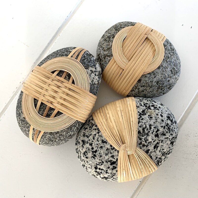 Cane Wrapped Rocks - Etsy
