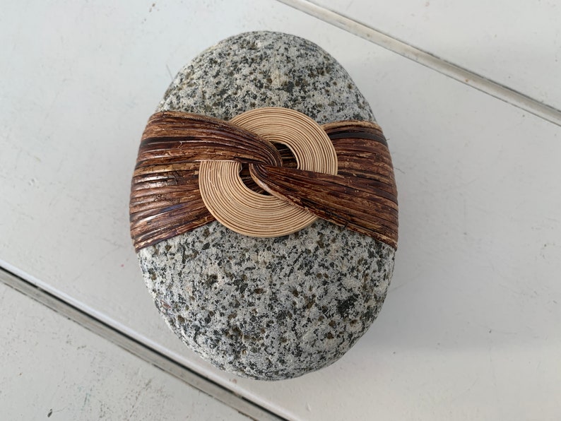 Cane Wrapped Rock-large /zen Rock/wrapped Stone/japanese Basketry ...