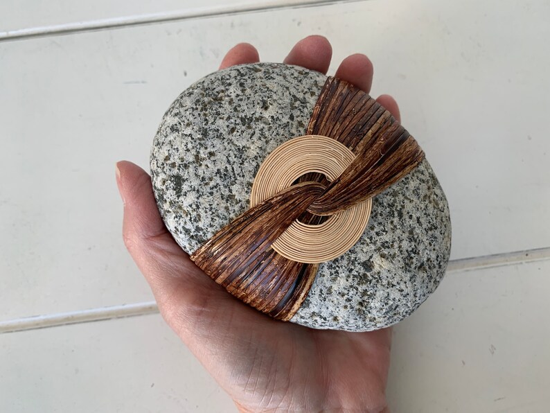 Cane Wrapped Rock-large /zen Rock/wrapped Stone/japanese Basketry ...