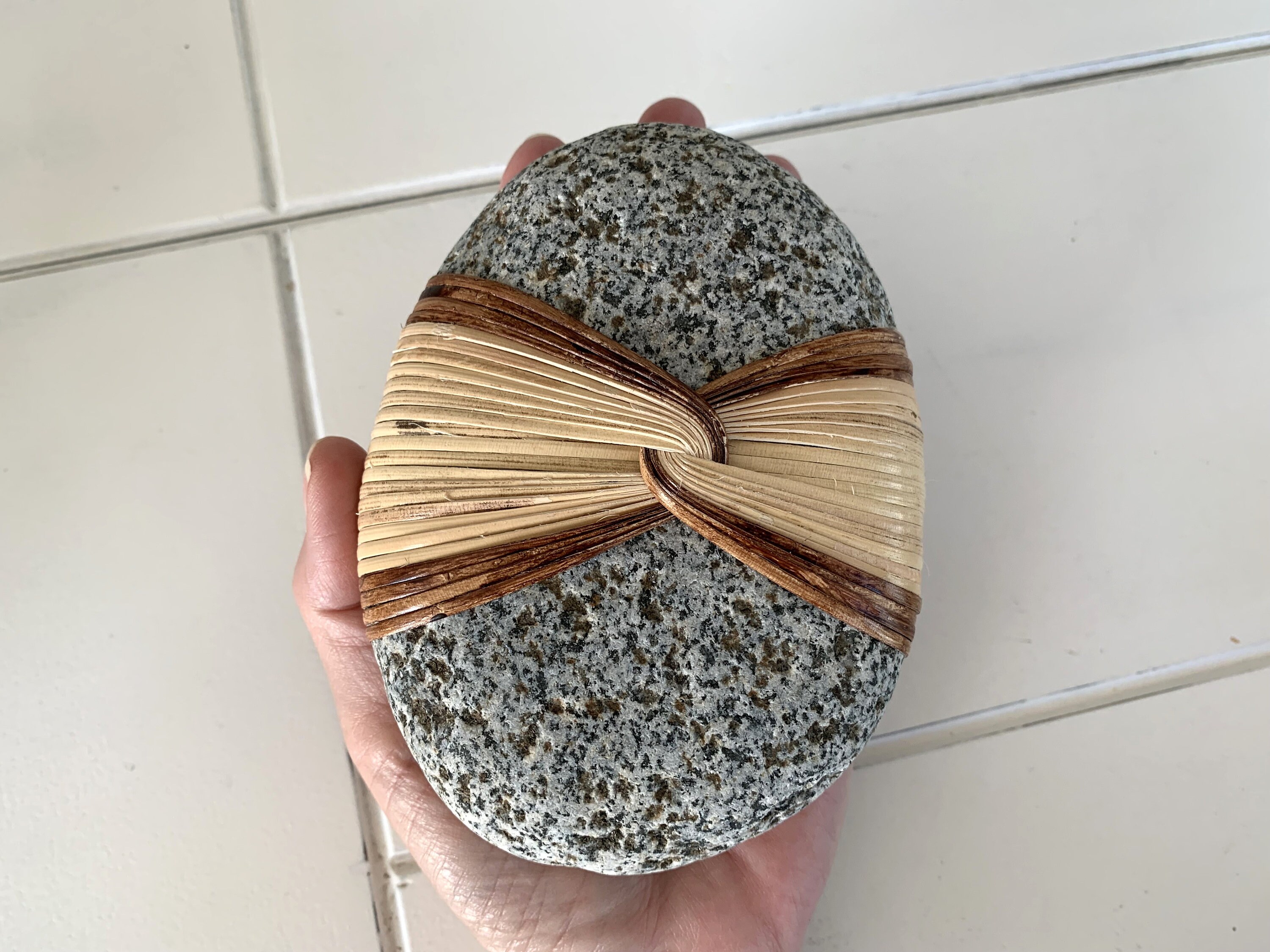 Large Cane Wrapped Rock/zen Rock/wrapped Stone/japanese Basketry Style ...