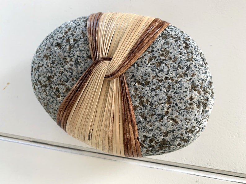 Large Cane Wrapped Rock/zen Rock/wrapped Stone/japanese Basketry Style ...