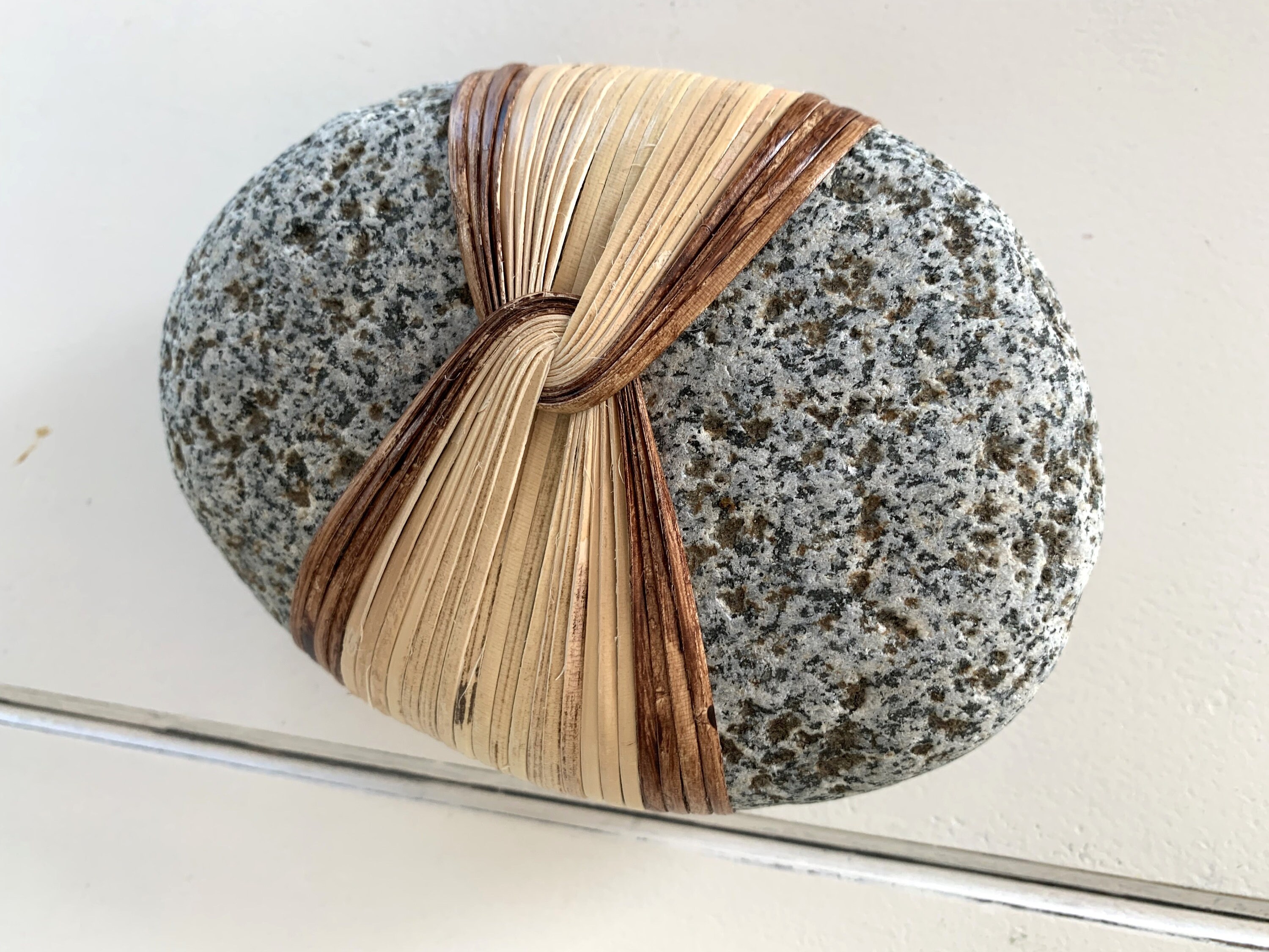 Large Cane Wrapped Rock/zen Rock/wrapped Stone/japanese Basketry Style ...