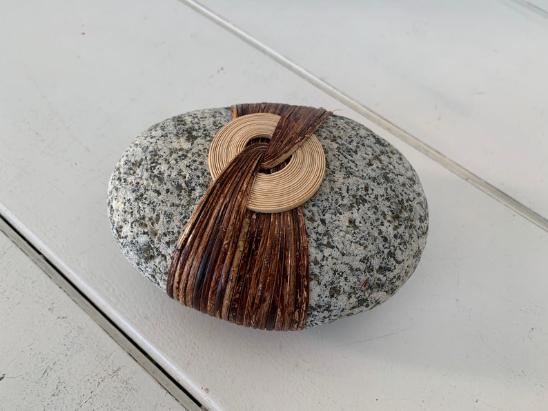Cane Wrapped Rock-large /zen Rock/wrapped Stone/japanese Basketry ...