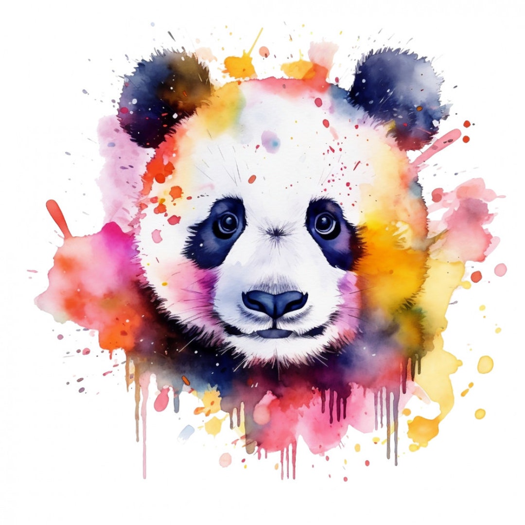 Iron-on Transfer - Plotter Cut - Watercolor Panda 12 Cm X 12 Cm ...