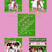 AKA Inspired Greeting Card Set, Pearls and Ivy, Pink Green Stationery ...