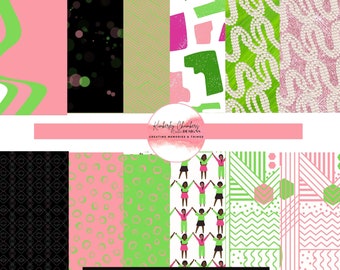 Digital Paper Instant Download Beautiful Pink & Green 7 | Etsy