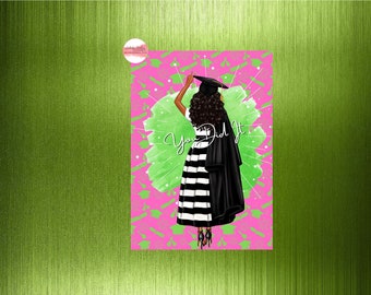 Pink and Green Graduation Card Congratulations Soror Alpha - Etsy