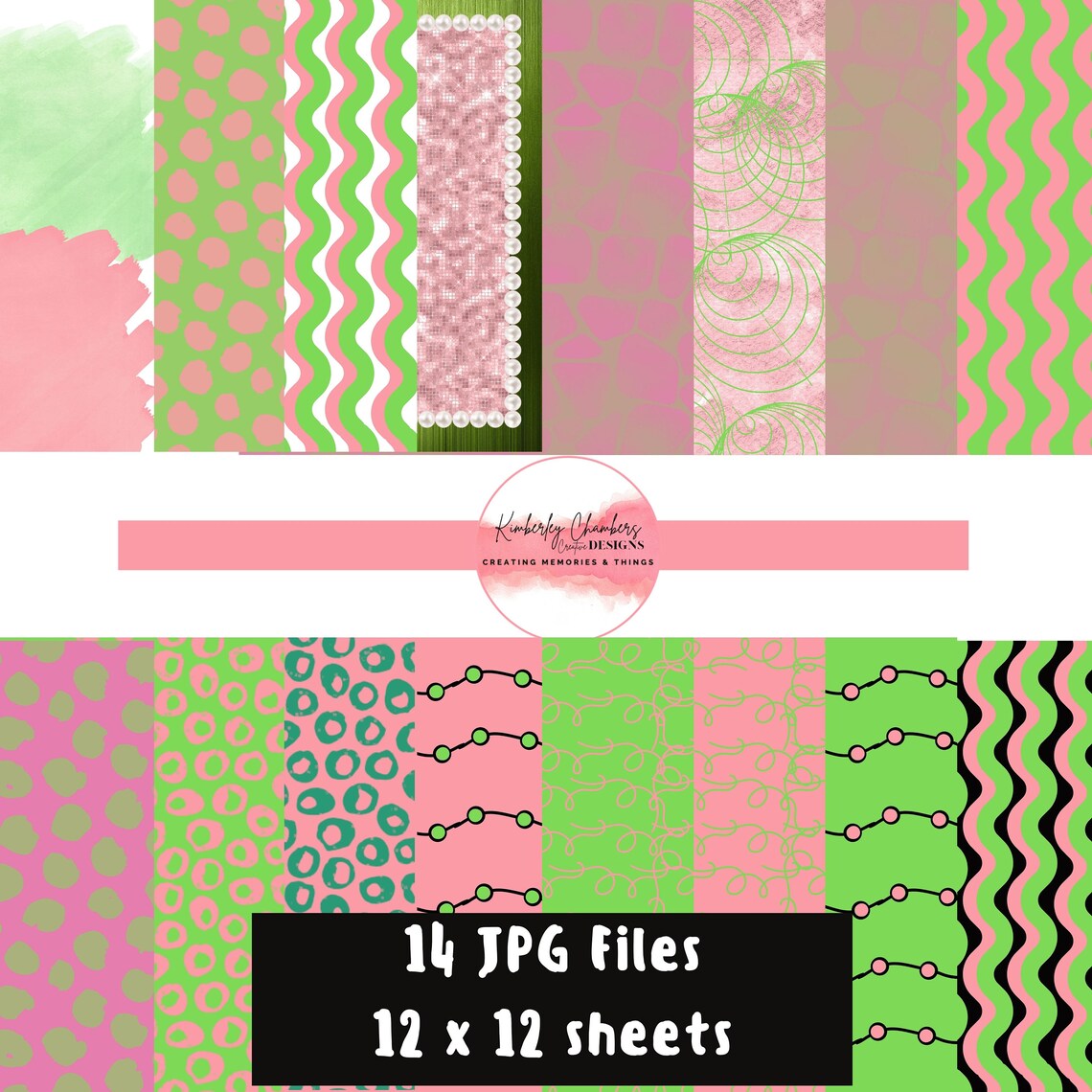 Digital Paper Instant Download Beautiful Pink & Green 7 - Etsy