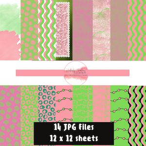 Digital Paper - Instant Download - Beautiful Pink & Green #7 Circles ...