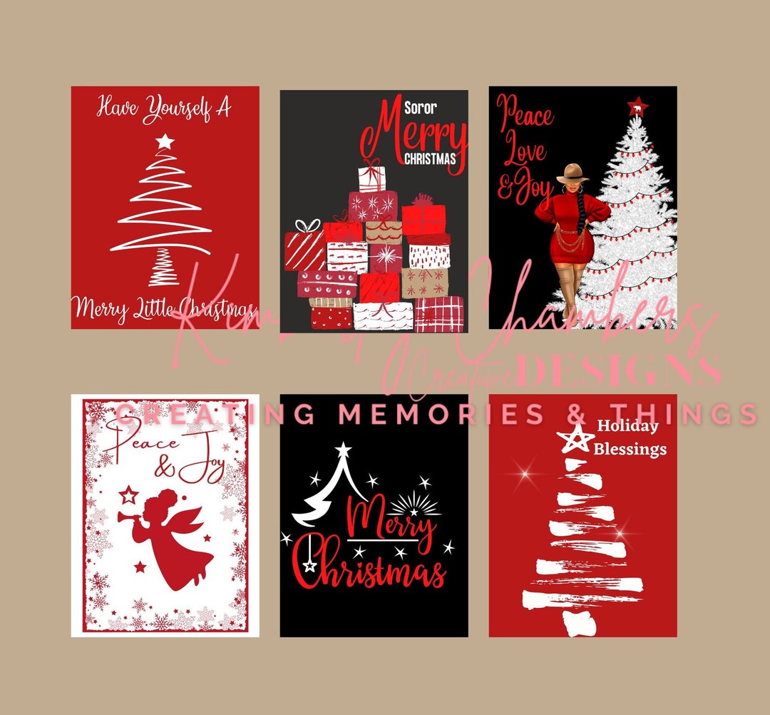Holiday Package 1 - Red and White Holiday Christmas Notecards, African ...
