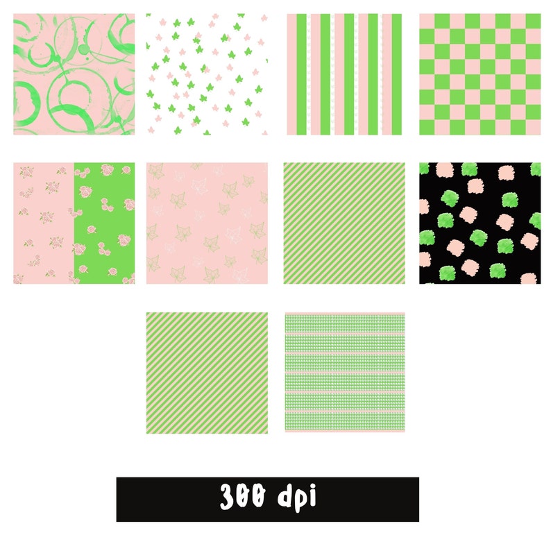 Digital Paper Instant Download Beautiful Pink & Green 2 - Etsy