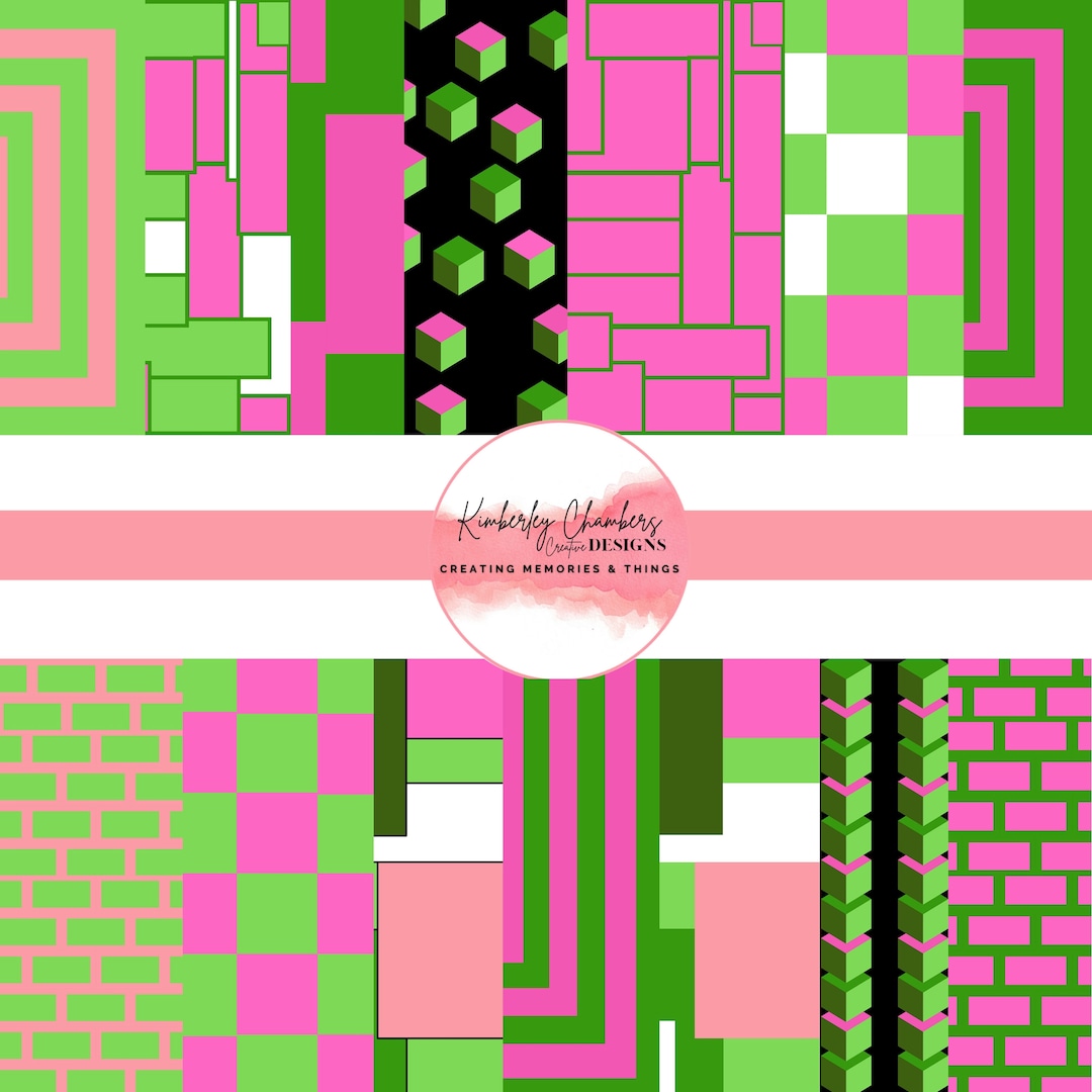 Digital Paper - Instant Download - Beautiful Pink & Green #11, Pink and ...