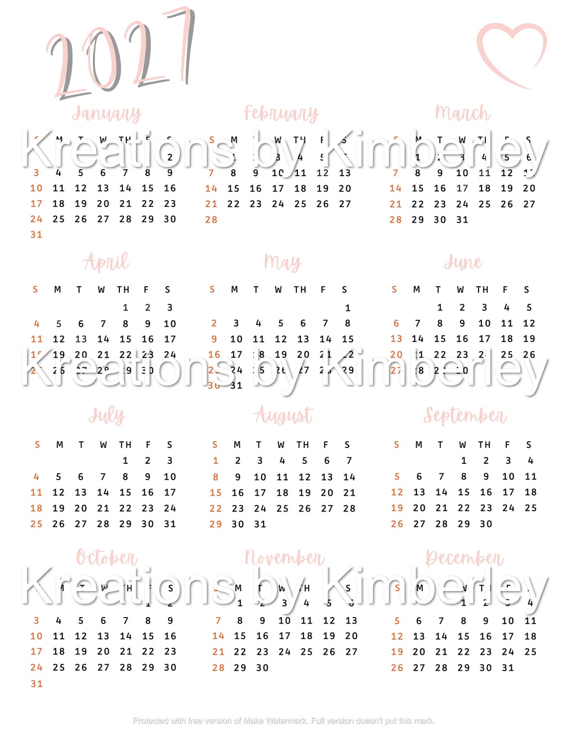 Editable 2027 Calendar 1-page Template| 2027 Calendar | Canva Editable ...