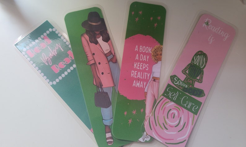 Pink and Green Bookmarks AKA Sorority Inspired Bookmarks - Etsy