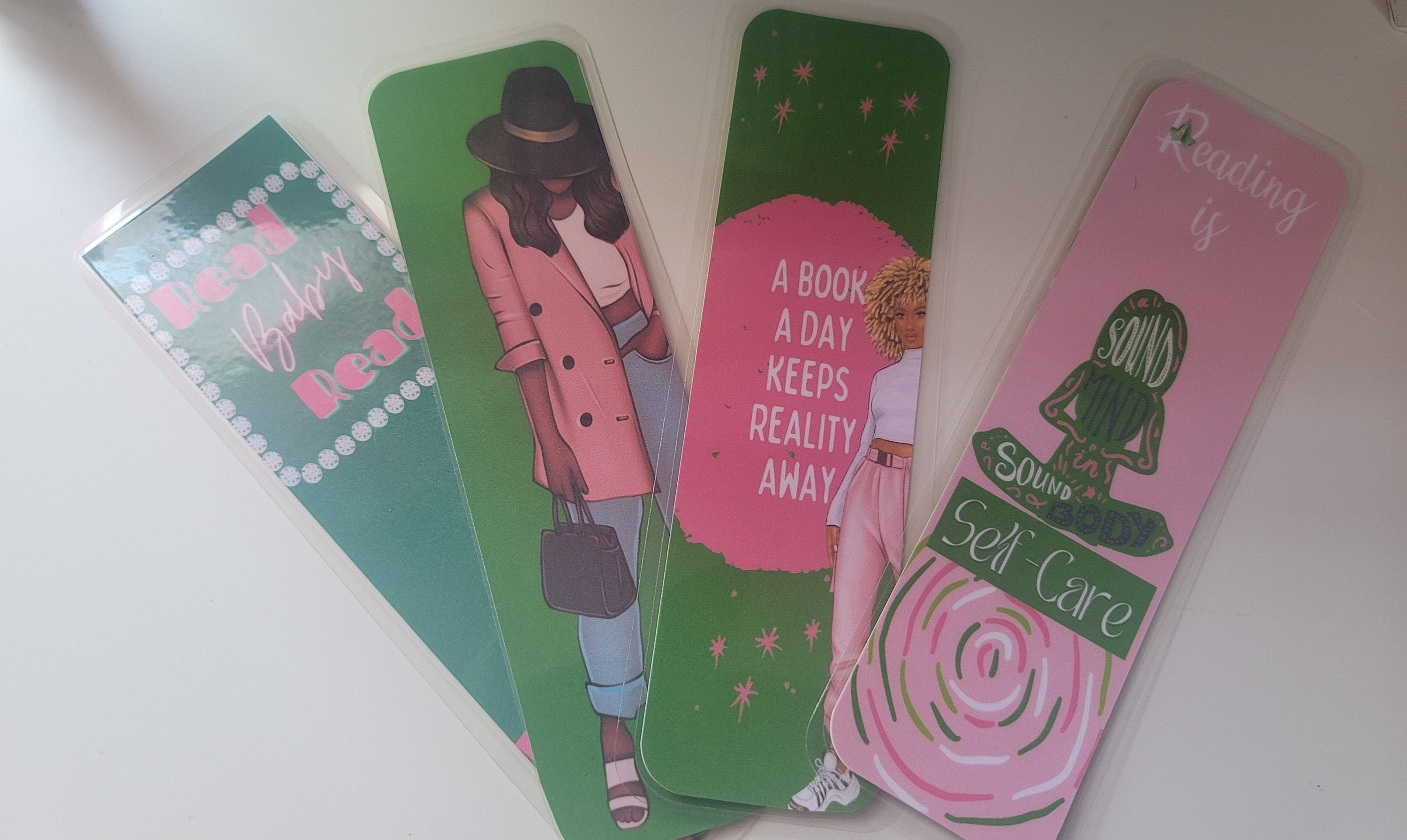 Pink and Green Bookmarks AKA Sorority Inspired Bookmarks | Etsy