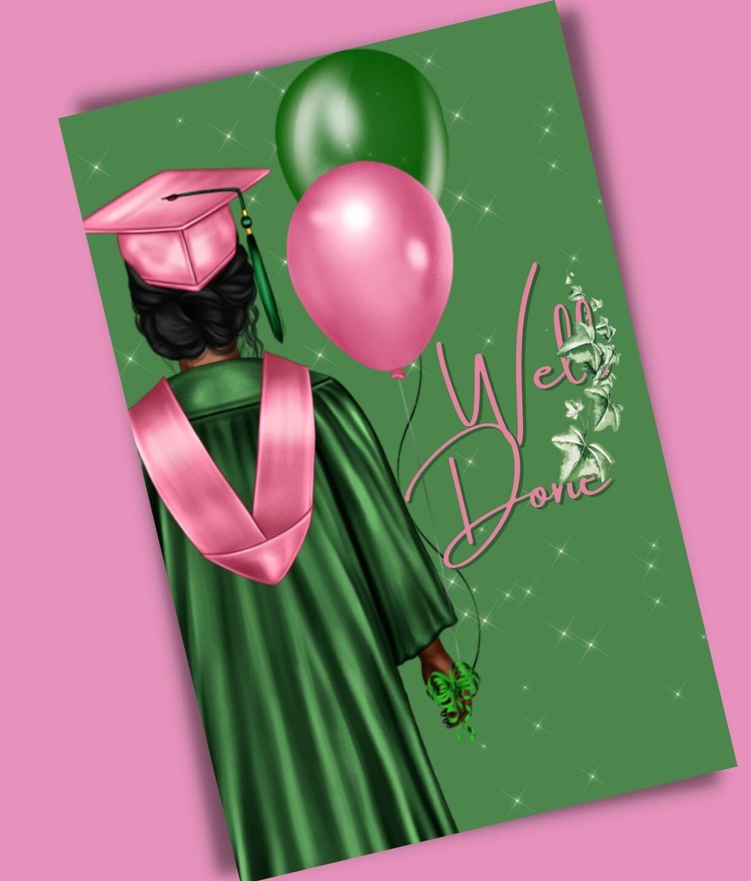 Pink and Green Graduation Cards, African American Cards, Sorority Card ...