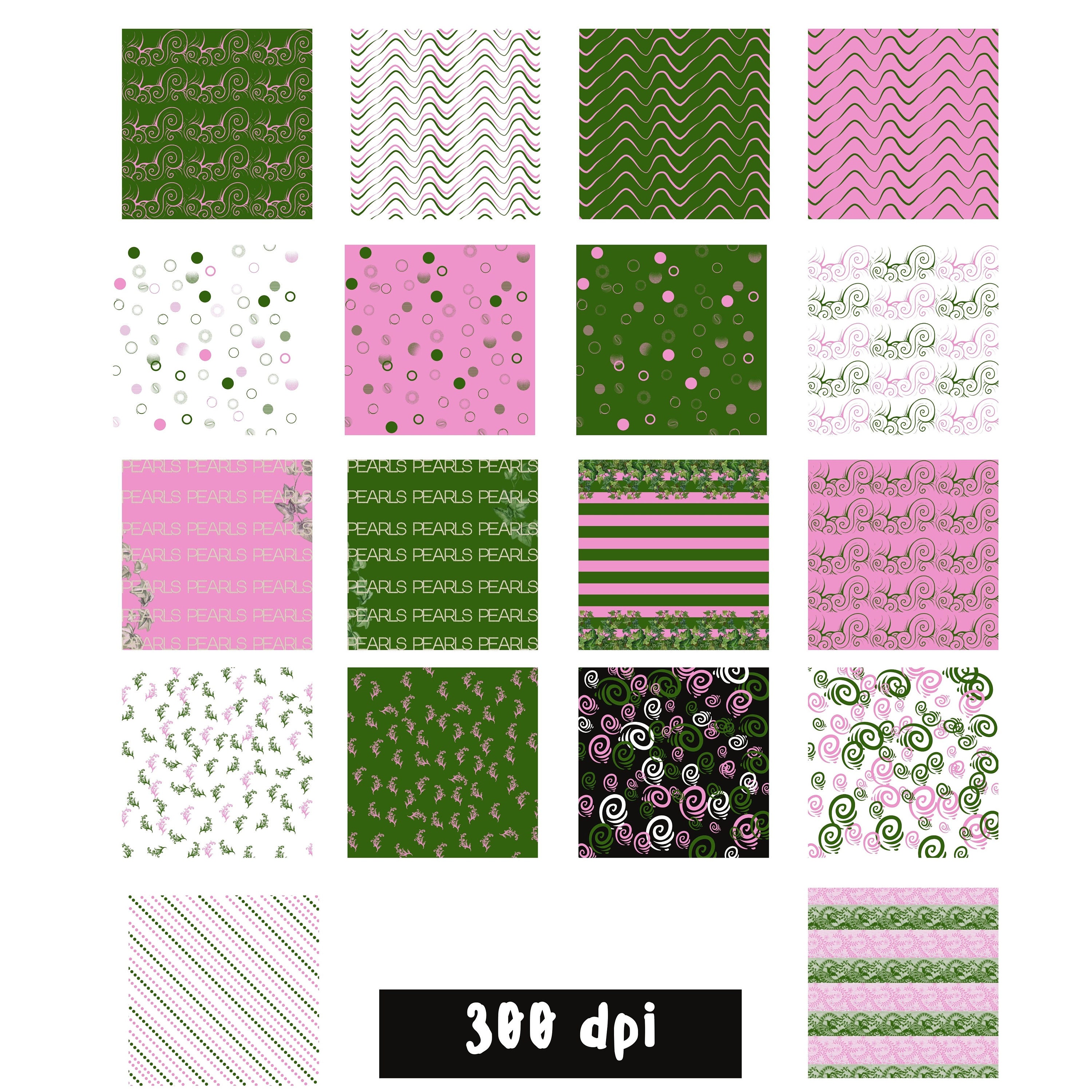 Digital Paper - Instant Download - Beautiful Pink & Green #8 - Etsy