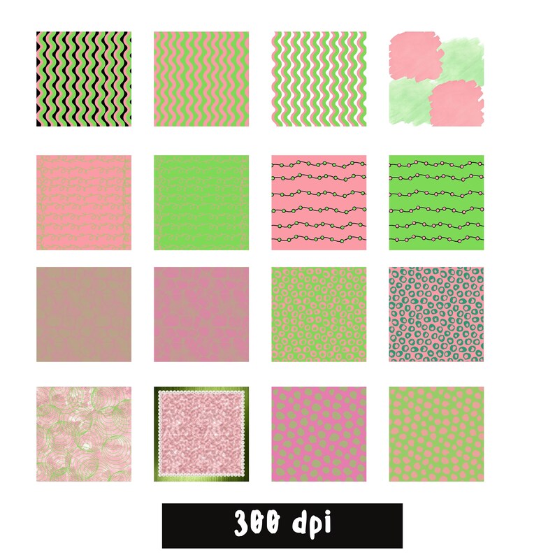 Digital Paper Instant Download Beautiful Pink & Green 7 - Etsy