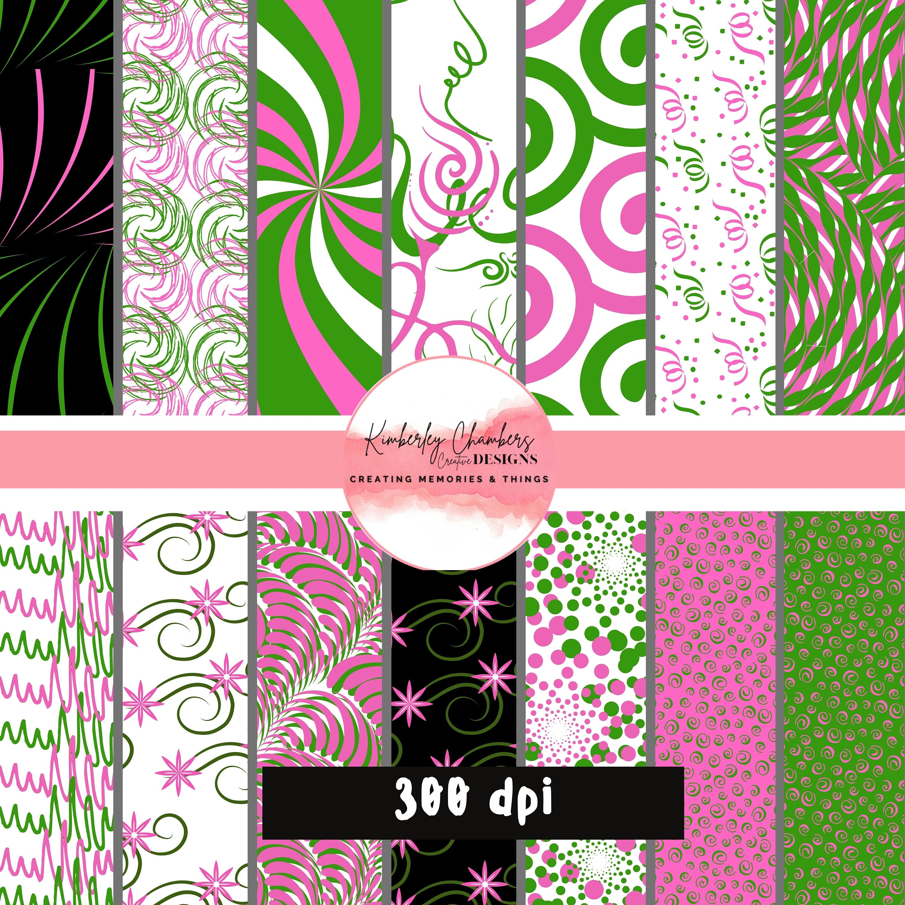 Digital Paper Instant Download Beautiful Pink & Green 12 - Etsy