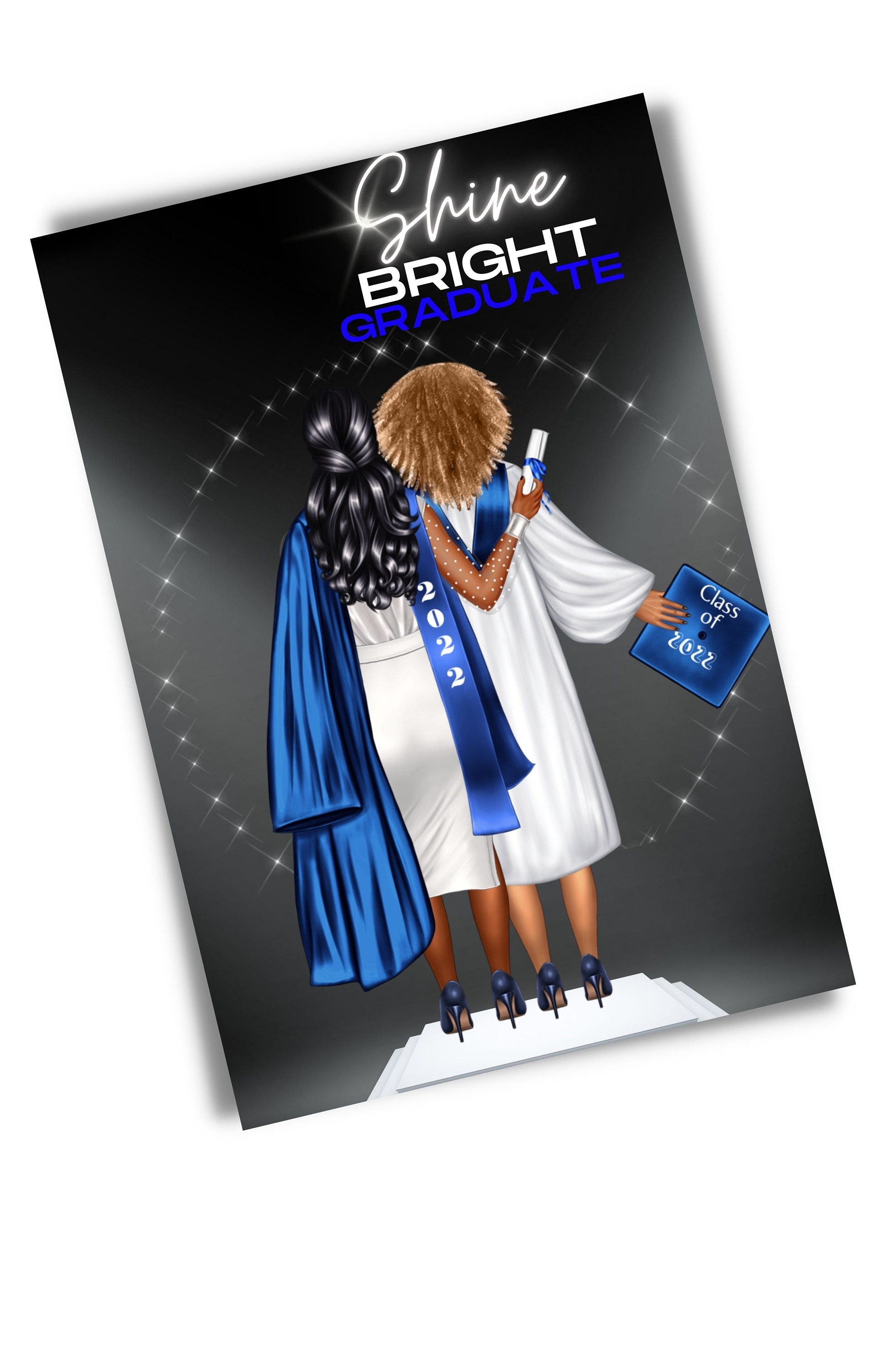 Blue and White Graduation Cards African American Cards - Etsy