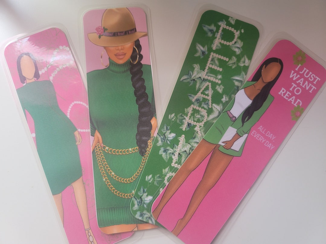 Pink and Green Bookmarks, AKA Sorority Inspired Bookmarks, Planner Page ...
