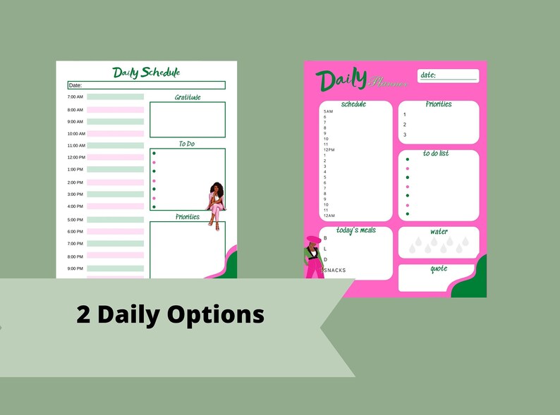 Pink and Green Planner Pack, Printable Pages and Digital Paper Freebies ...