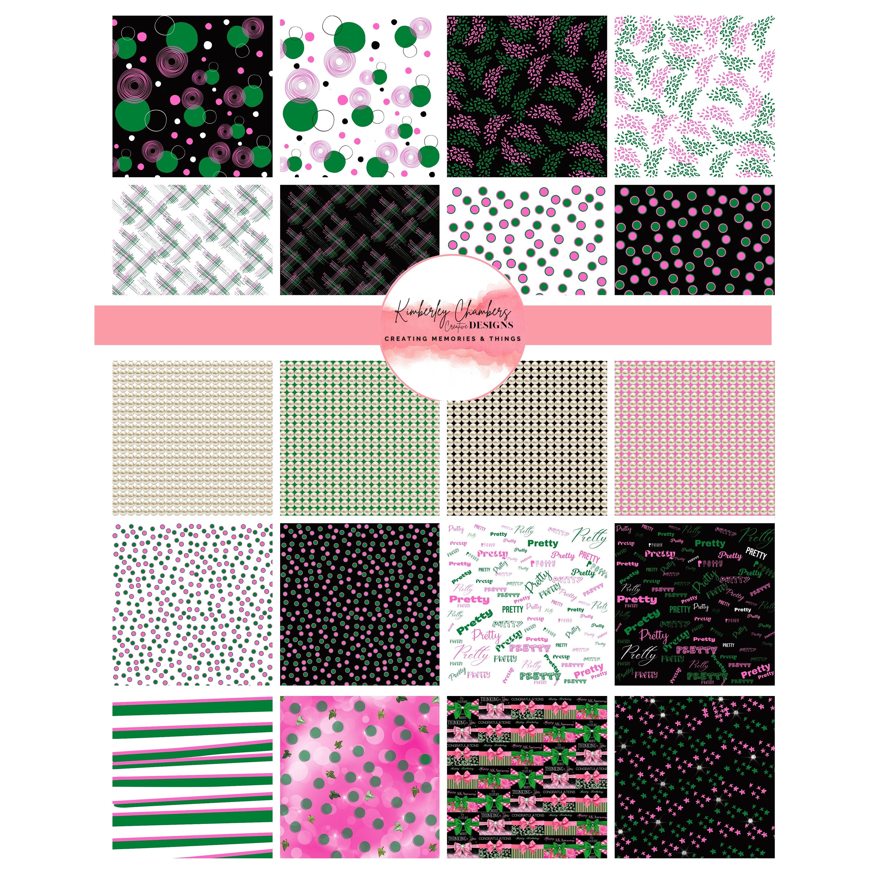 Digital Paper Instant Download Beautiful Pink & Green 13 - Etsy