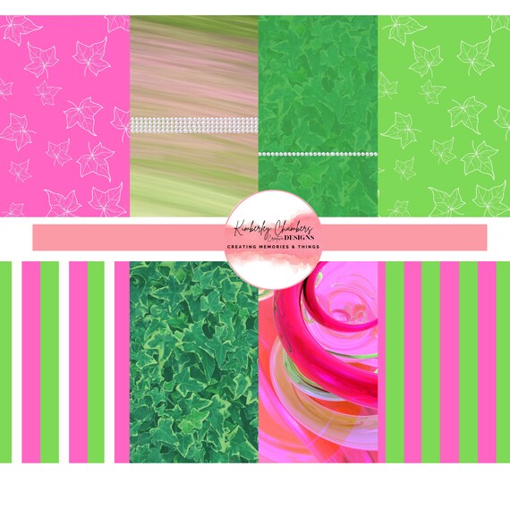 Digital Paper Instant Download Beautiful Pink & Green 1 - Etsy