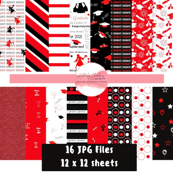 Digital Paper Instant Download Graduation Pack Crimson & - Etsy