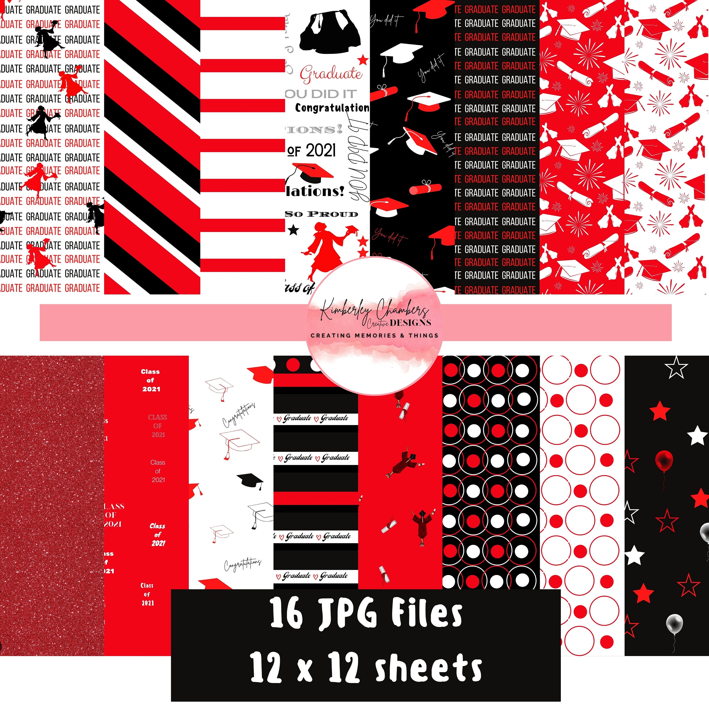 Digital Paper Instant Download Graduation Pack Crimson & | Etsy