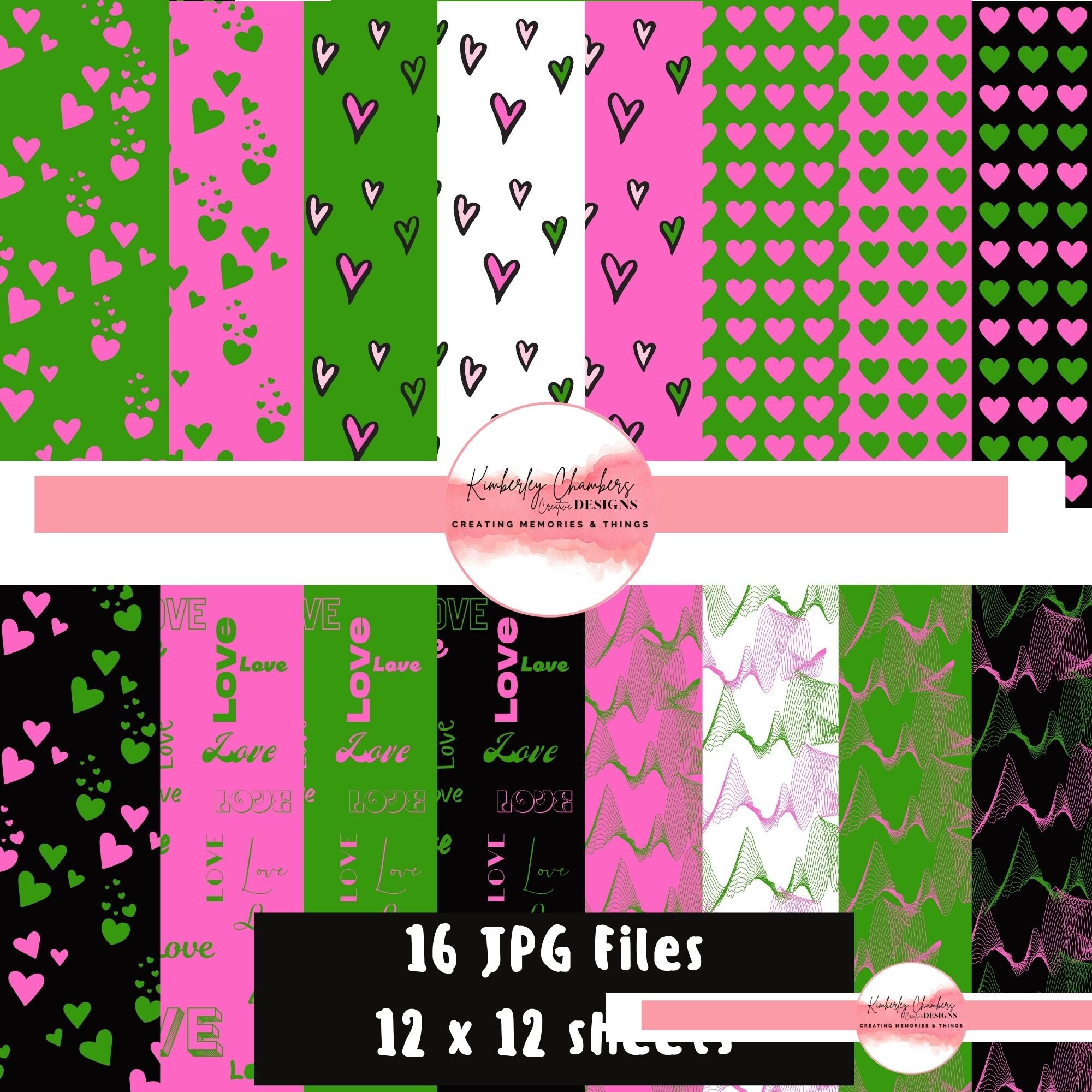 Digital Paper Instant Download Beautiful Pink & Green 6 - Etsy