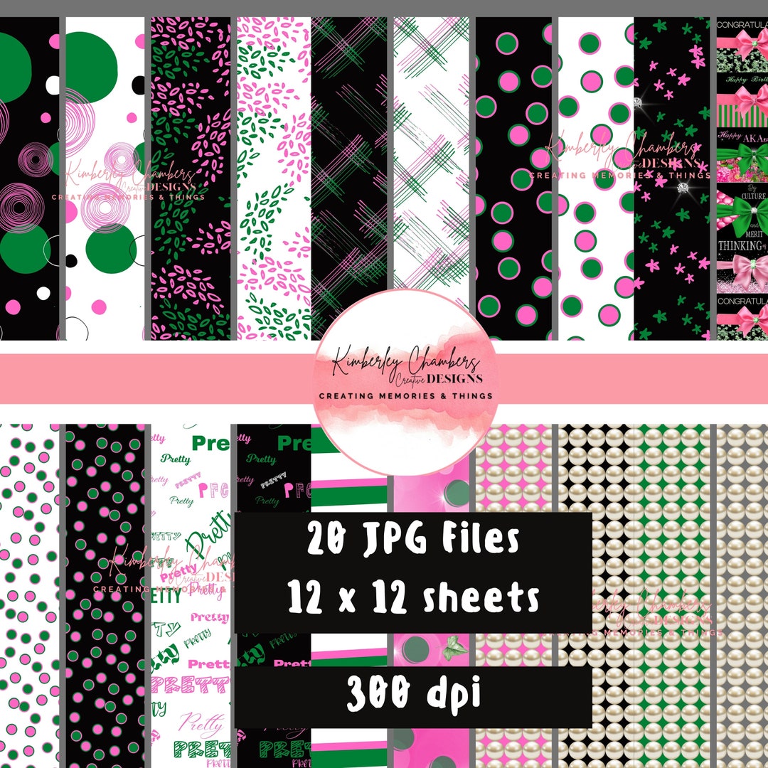 Digital Paper - Instant Download - Beautiful Pink & Green #13 - Etsy