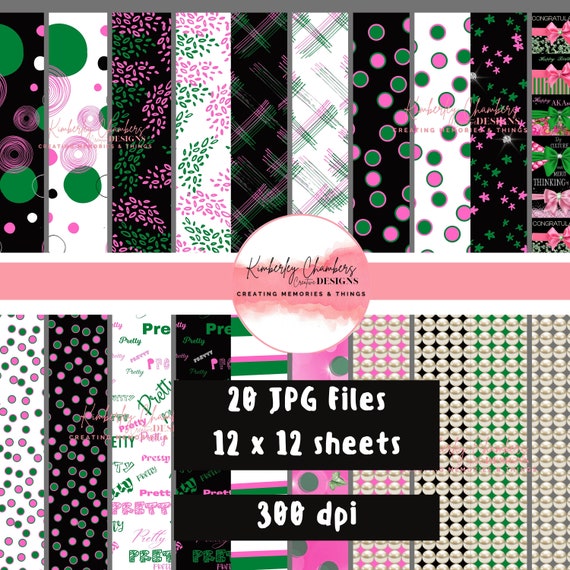 Digital Paper Instant Download Beautiful Pink & Green 13 - Etsy