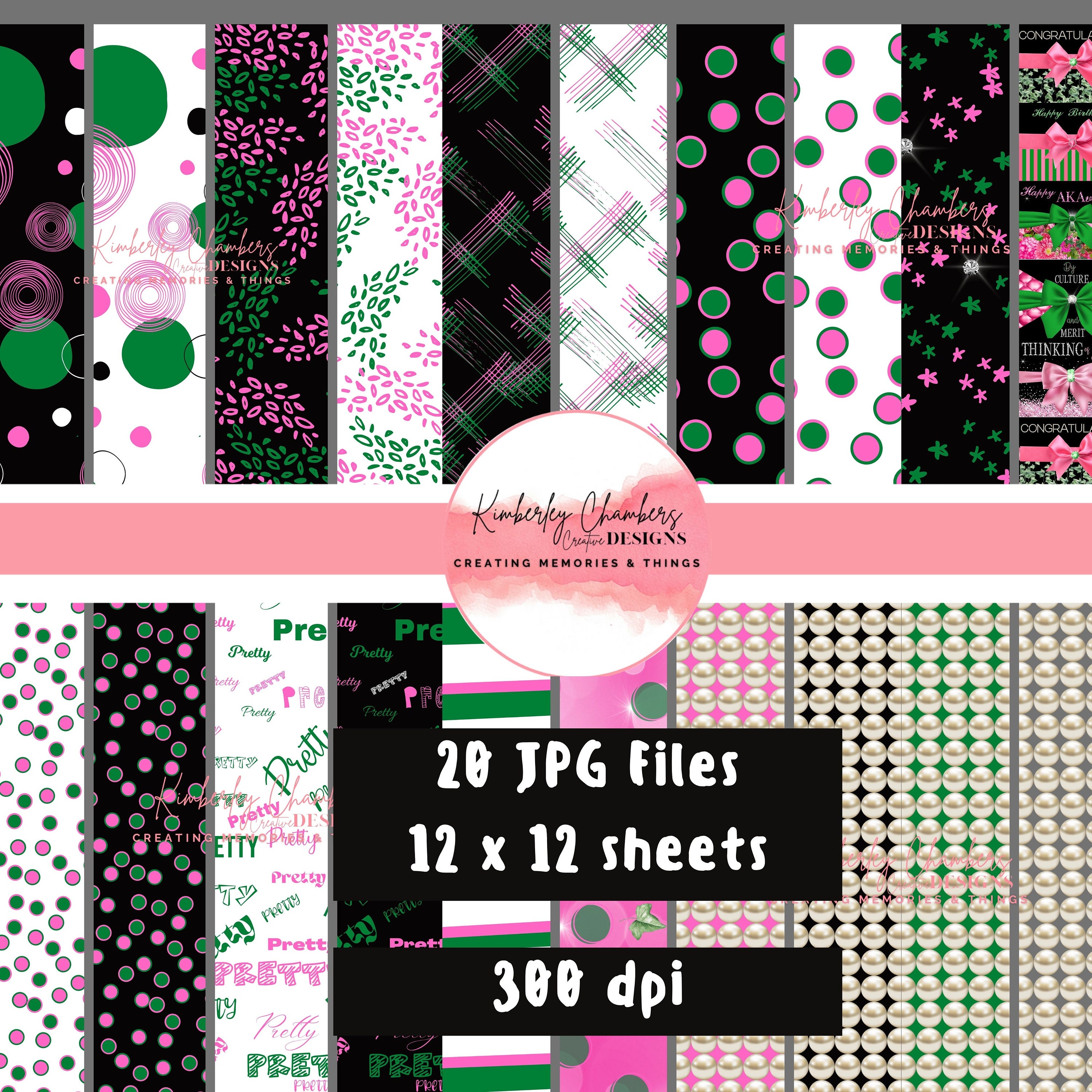 Digital Paper Instant Download Beautiful Pink & Green 13 - Etsy